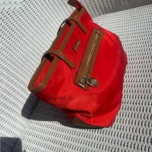 Michael Kors | Bags | Michael Kors Orange Nylon Tote With Tan Leather ...